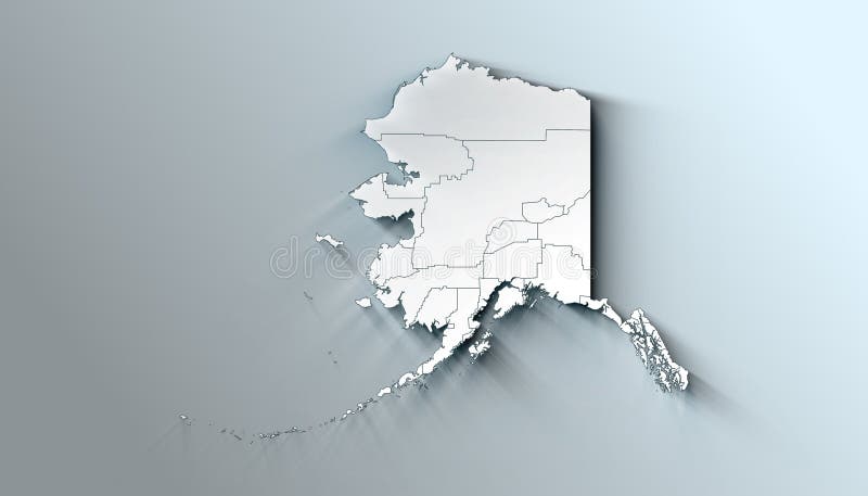 Modern Dynamic White Map of Alaska with Counties Stock Illustration ...