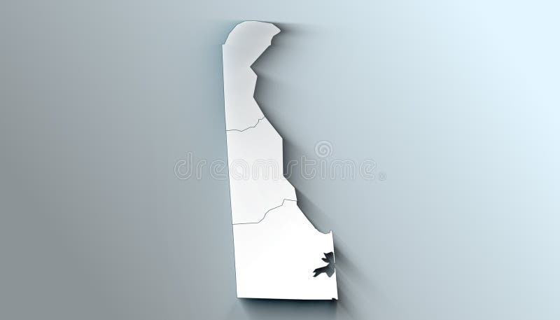 Modern Dynamic White Map of Delaware with Counties Stock Illustration ...