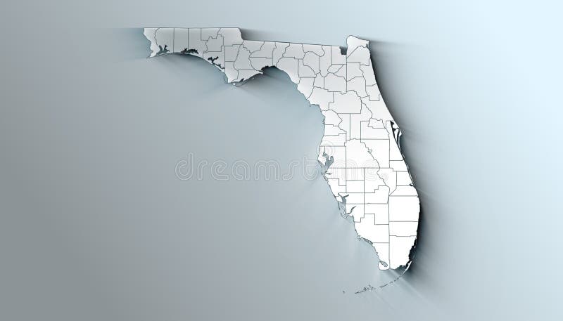 Modern Dynamic White Map of Florida with Counties Stock Illustration ...