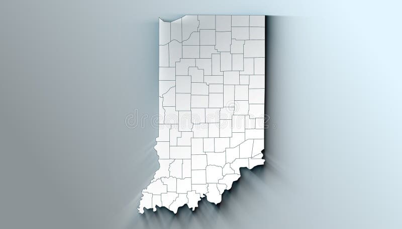 Modern Dynamic White Map of Indiana with Counties Stock Illustration ...