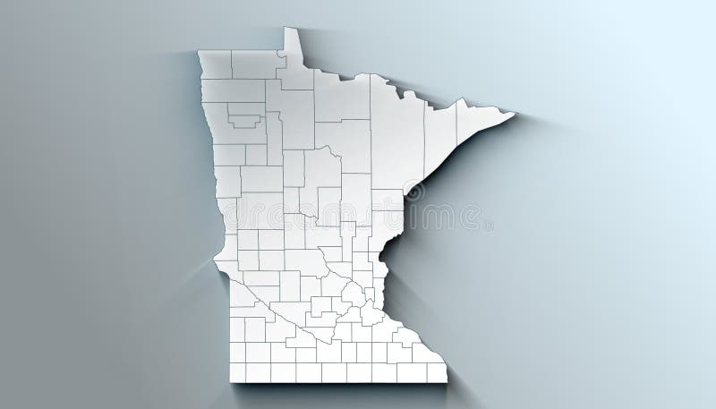 Modern Dynamic White Map of Minnesota with Counties Stock Illustration ...