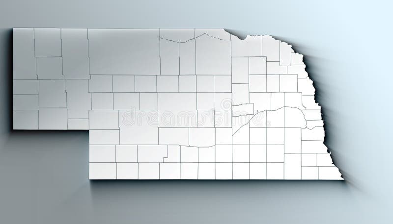 Modern Dynamic White Map of Nebraska with Counties Stock Illustration ...