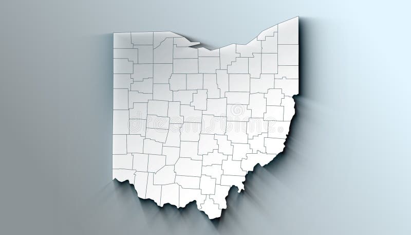Modern Dynamic White Map of Ohio with Counties Stock Illustration ...