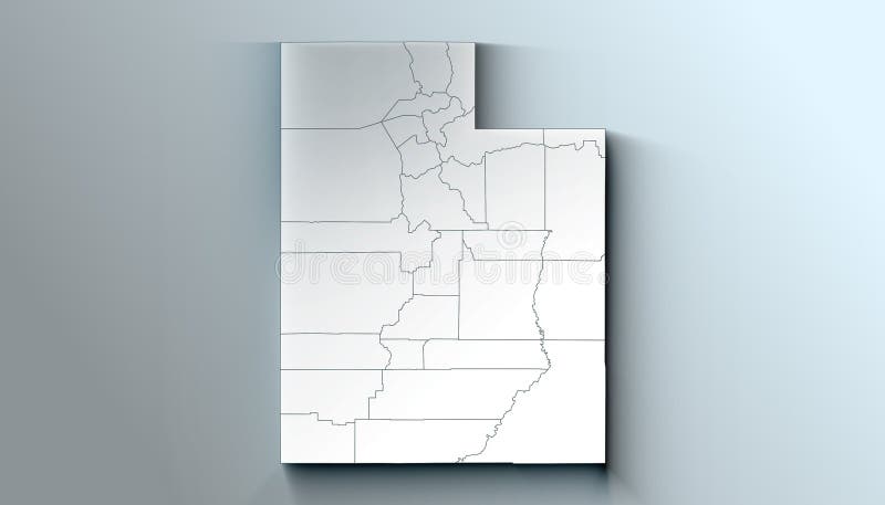 Modern Dynamic White Map of Utah with Counties Stock Illustration ...