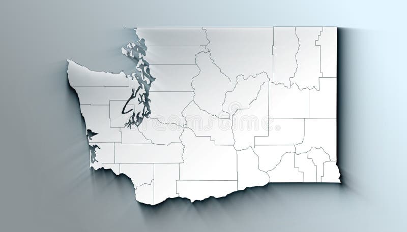 Modern Dynamic White Map of Washington with Counties Stock Illustration ...