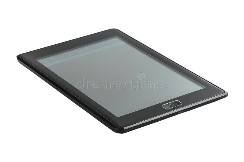 Modern E-book Reader in a Book Cover Isolated on White Background ...