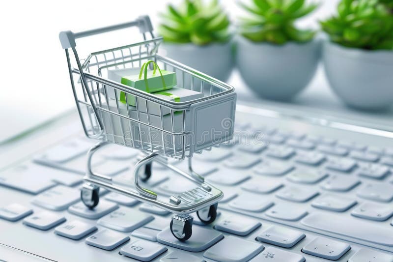 Modern E-commerce Platform with Digital Devices. E-commerce Involves ...