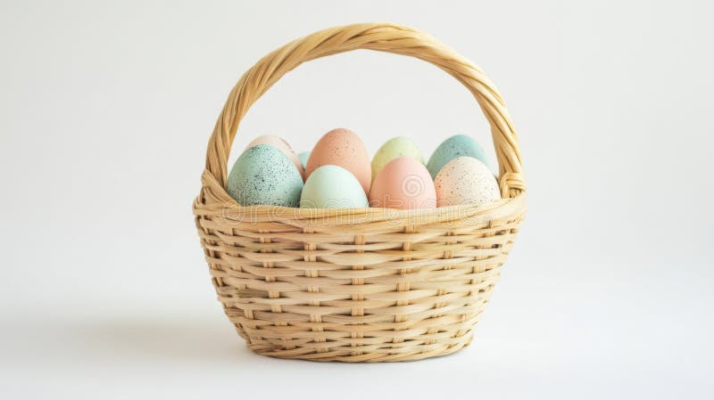 Modern Easter Basket with Pastel Eggs, Minimal and Stylish Holiday ...