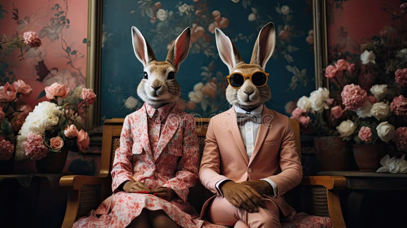 Modern easter bunny stock illustration. Illustration of embracing ...