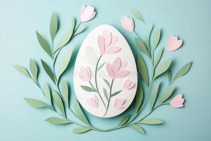 Modern Easter Paper Cut Design Featuring a Pastel Egg Surrounded by ...