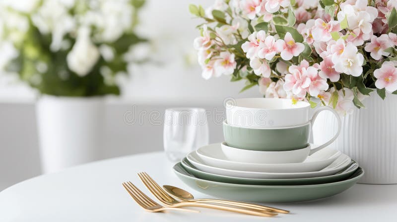 Modern Easter-themed Table Setting with Minimalist Decorations, Pastel ...