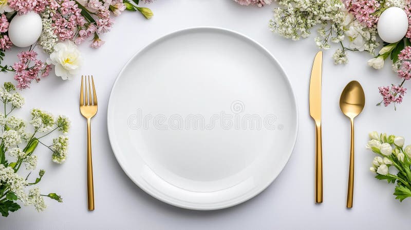 Modern Easter-themed Table Setting with Minimalist Decorations, Pastel ...
