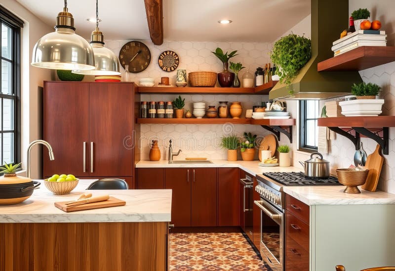 Modern Eclectic Kitchen Mix and Match Styles from Different Eras Stock ...