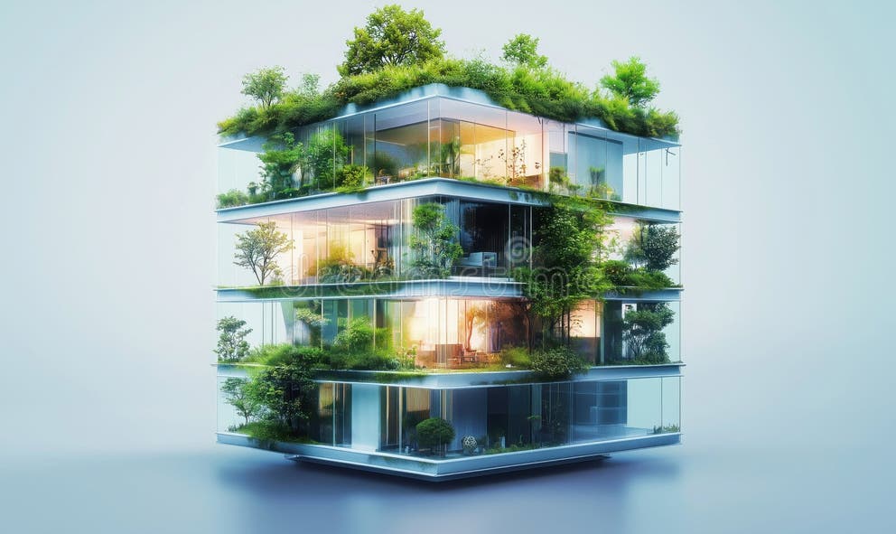 Modern Eco-friendly Building Design with Greenery and Sustainable ...