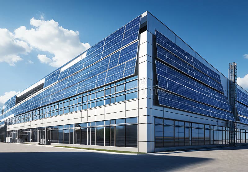 Modern Eco-Friendly Building with Solar Panels High Quality Image Stock ...