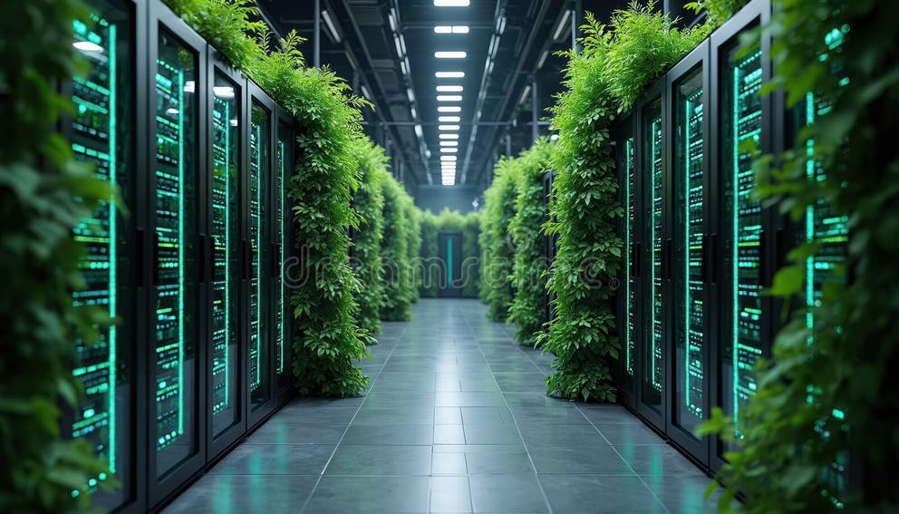 Modern Eco-friendly Data Center with Green Energy Solutions. Servers ...