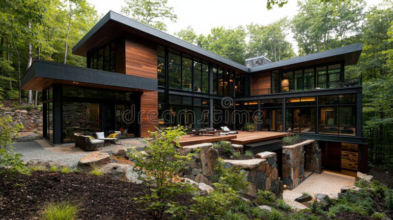 Modern Eco-friendly Home Built with Recycled Materials in the Forest ...