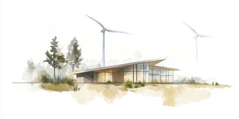 Modern Eco Friendly Home Design with Sustainable Wind Energy Stock ...