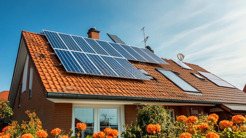 A Modern Eco-friendly House with a Solar Panel System Installed on the ...