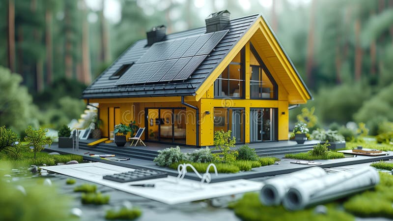 Modern Eco-Friendly House Surrounded by Lush Greenery in a Forest ...