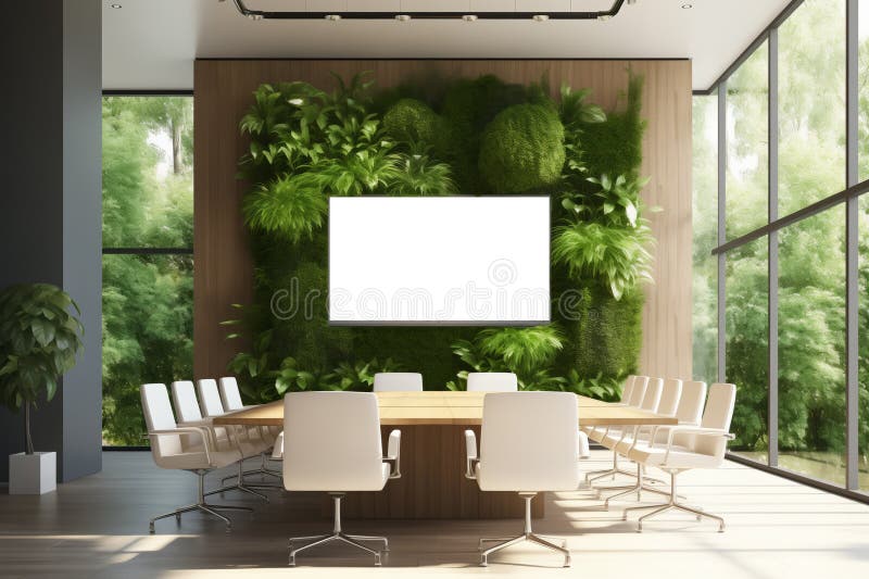 Eco-friendly Office Meeting Room Interior with Biophilic Design ...