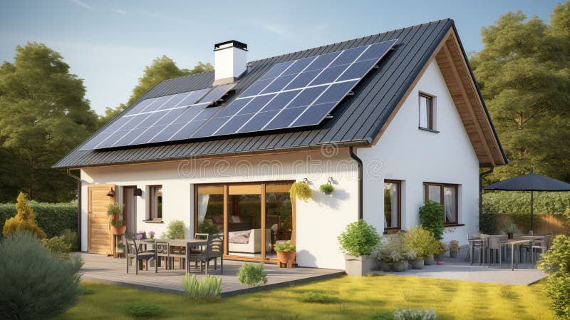 Modern Eco Friendly Passive House with Landscaped Yard Stock ...