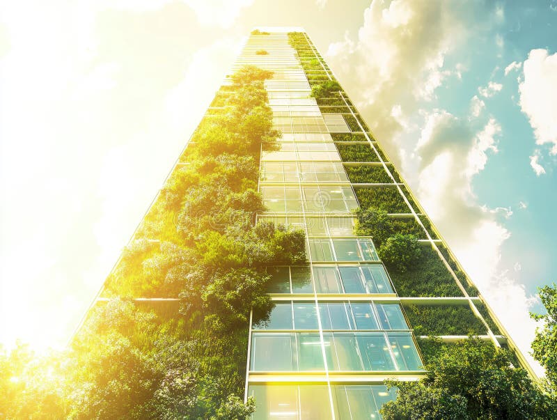 A Modern Eco-friendly Skyscraper with Vertical Gardens and Green ...