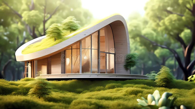 Modern Eco House Concept. Generative Ai Design Stock Illustration ...