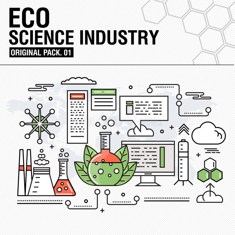 Modern Eco Science Industry. Thin Line Icons Set Stock Illustration ...