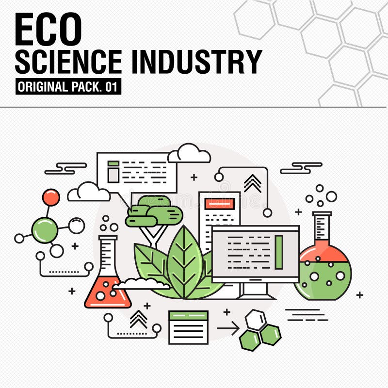 Modern Eco Science Industry. Thin Line Icons Set Stock Illustration ...