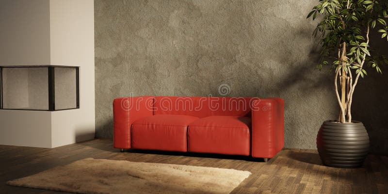 Modern Eco-style Interior with a Space for Poster, Plant and a Wooden ...