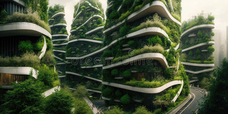 Modern Ecological Urban Architecture. Generative Ai Stock Photo - Image ...