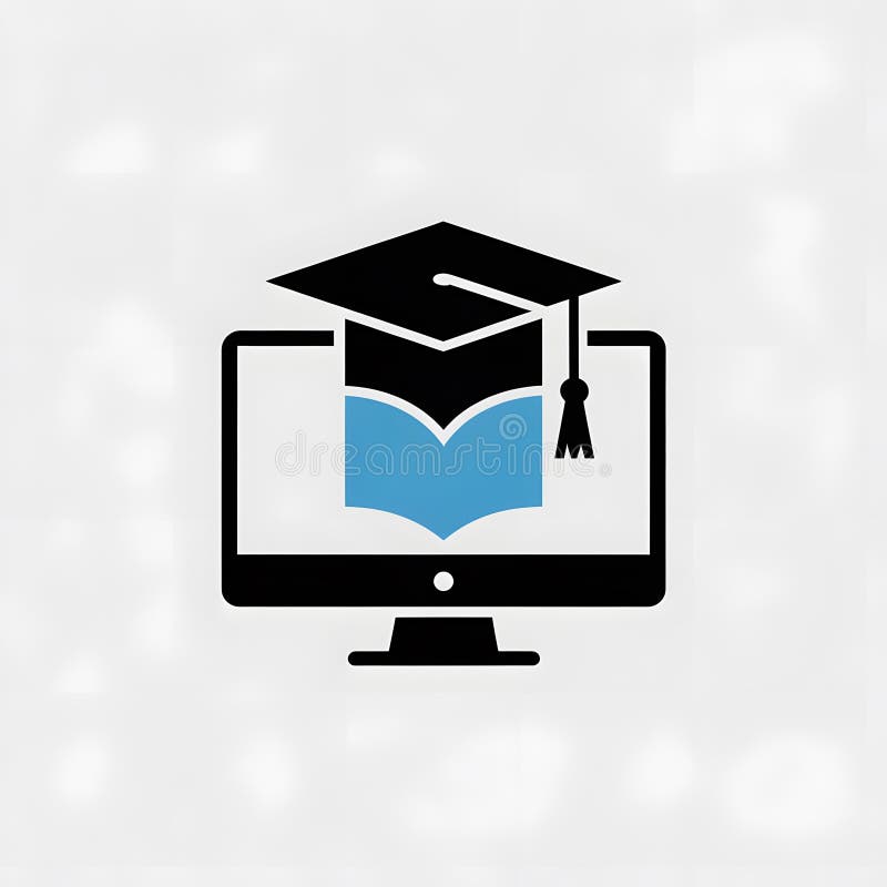 Modern Education Icon Featuring Computer Screen Academic Book and ...