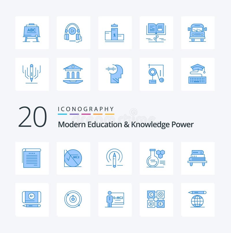 20 Modern Education and Knowledge Power Blue Color Icon Pack Like ...