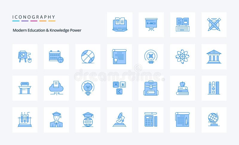 25 Modern Education and Knowledge Power Blue Icon Pack Stock Vector ...