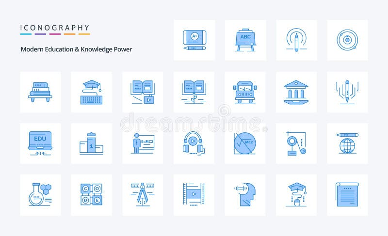 25 Modern Education and Knowledge Power Blue Icon Pack Stock Vector ...