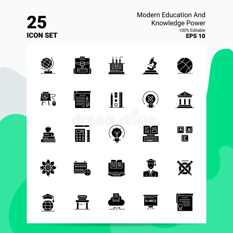 25 Modern Education and Knowledge Power Icon Set. 100 Editable EPS 10 ...
