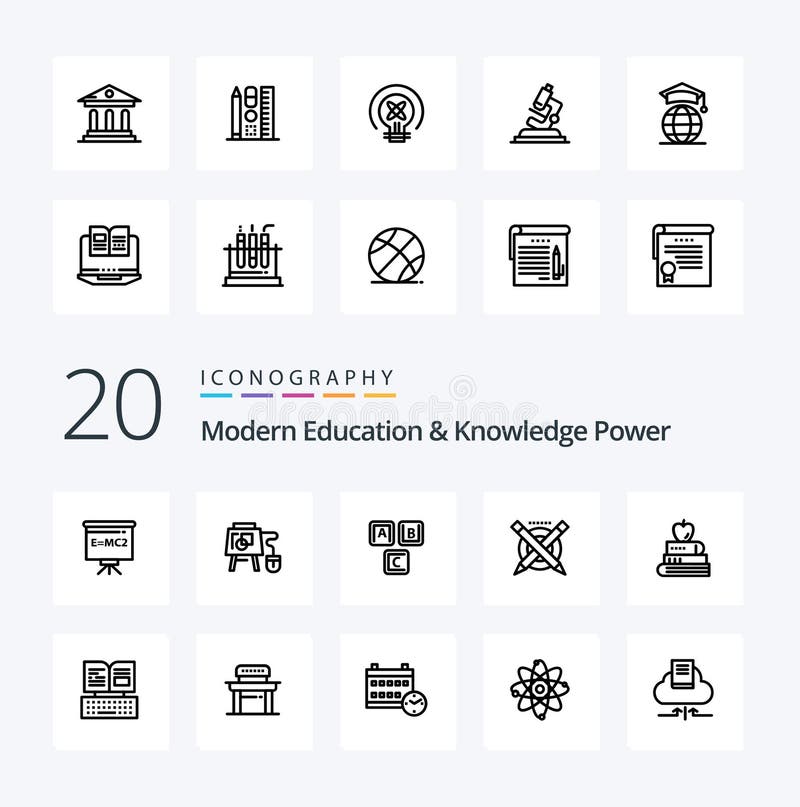 20 Modern Education and Knowledge Power Line Icon Pack Like Book Pen ...