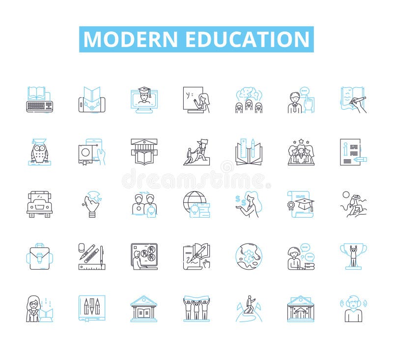 Modern Education Linear Icons Set. Technology, Collaboration ...