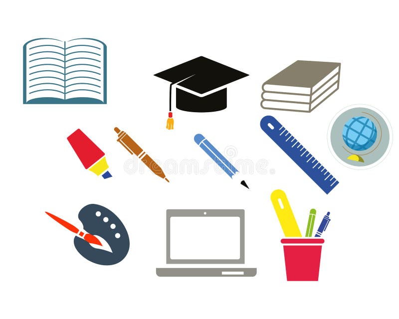 Modern Education Scholl Concept Set Stock Illustration - Illustration ...