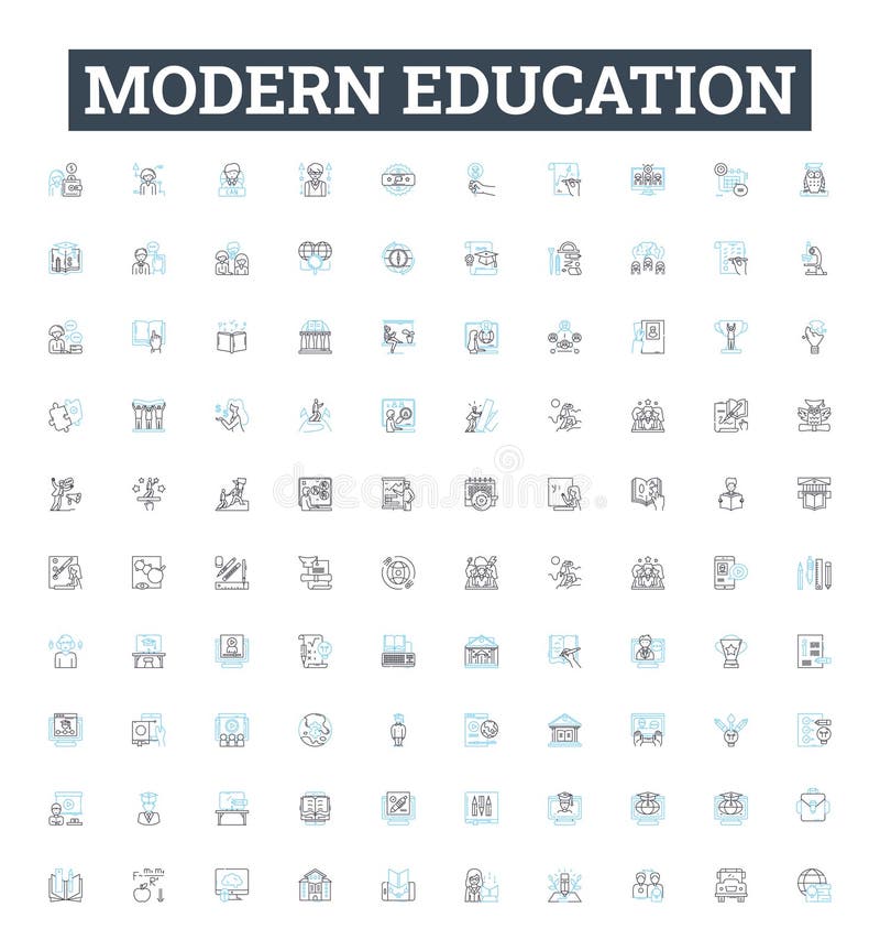 Modern Education Vector Line Icons Set. Modern, Education, Technology ...
