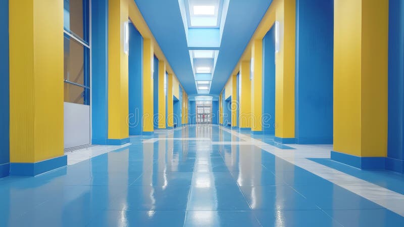 Modern Educational Architecture Bright and Clean School Hallway with ...