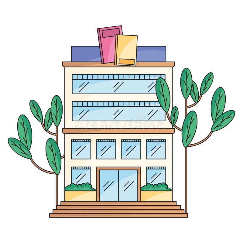 Modern Educational Building with Rooftop Books, Vector Stock Vector ...