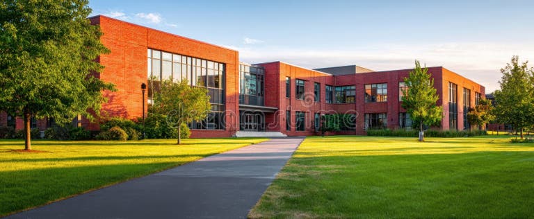 The Modern Educational Building Surrounded by Lush Greenery and ...