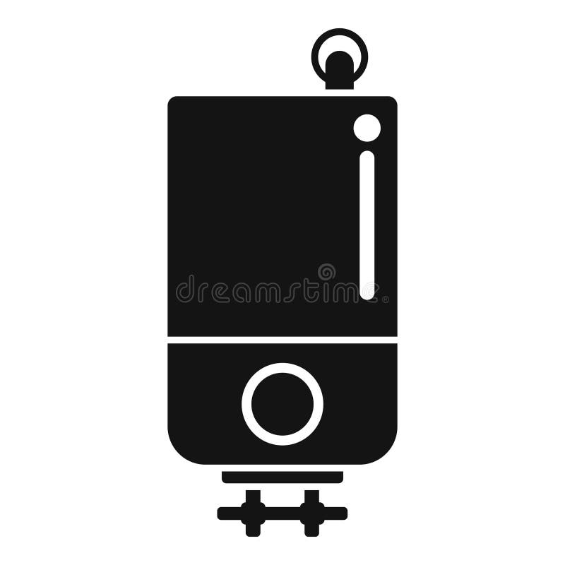Black Silhouette of an Instant Water Heating Unit on a White Background ...