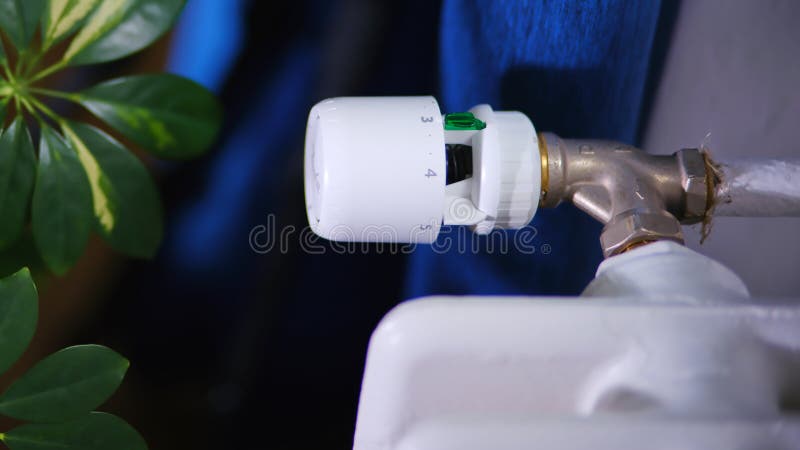 Modern Radiator with Thermostat Control Knob Stock Photo - Image of ...