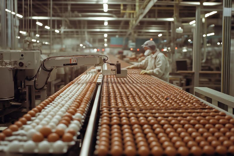 Modern Egg Packaging Facility with Synchronized Conveyor and Automated ...