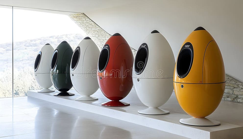 Futuristic Egg-Shaped Pods stock illustration. Illustration of creative ...