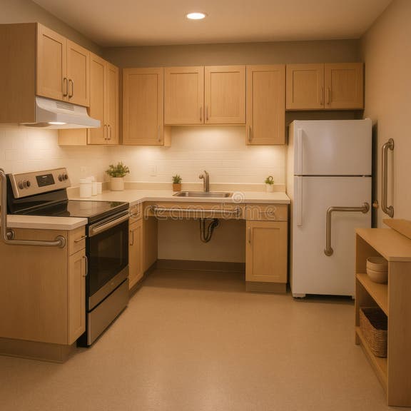 Modern Accessible Kitchen for Seniors with Grab Bars, Lowered ...