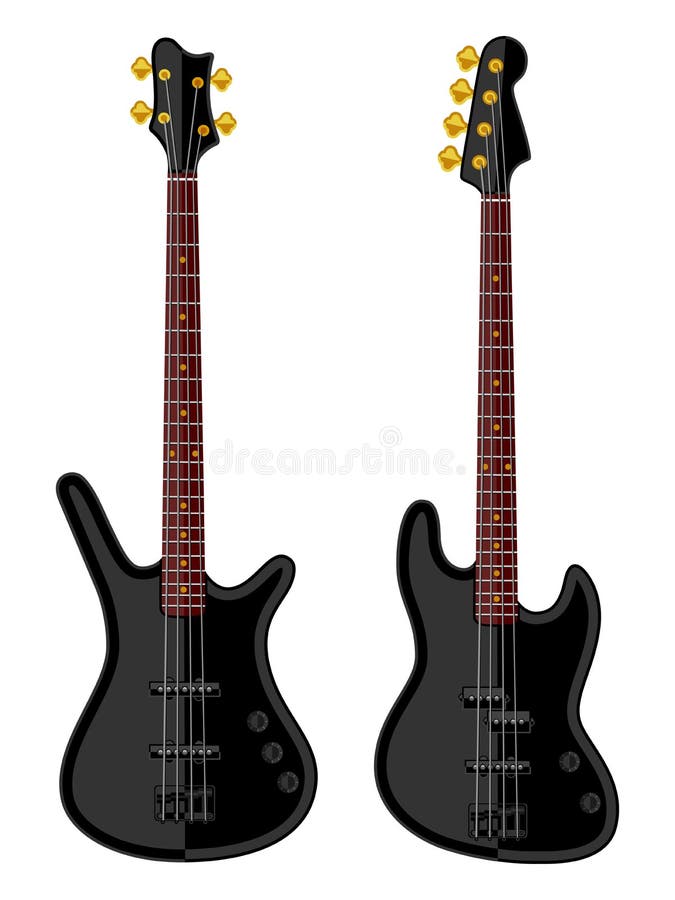 Modern Electric Bass Guitars Stock Vector - Illustration of element ...